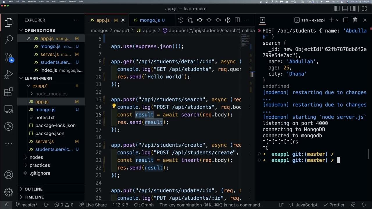 (Bangla) Learn MERN like a pro - Lecture 57 Mongo Express 07: Implement create and search in ...