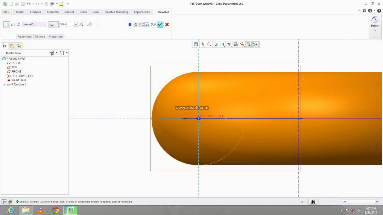 Learn PTC Creo Sweep in 3D round circle - YouTube