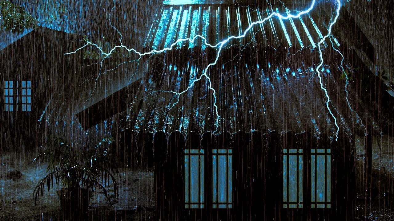 Pure Heavy Rain on Tin Roof of Garden House ~ Strong Rainstorm & Heavy ...
