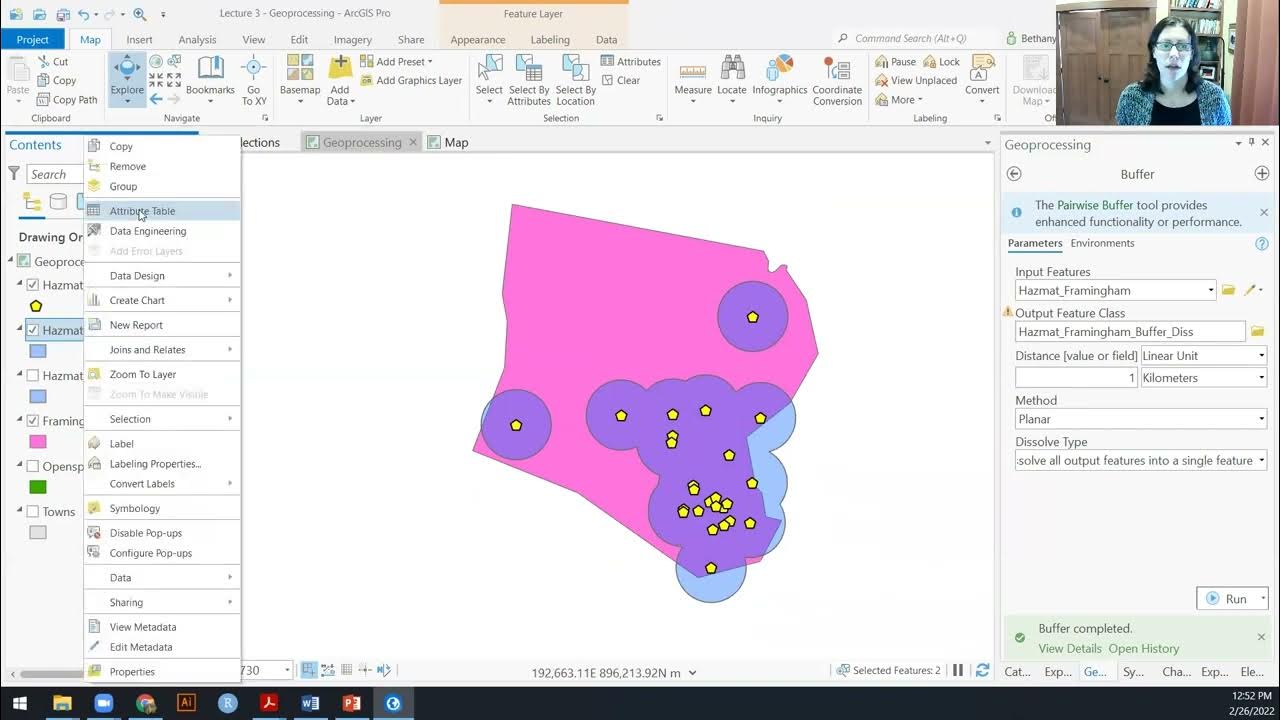 ArcGIS geoprocessing: buffering clipping and erasing - YouTube