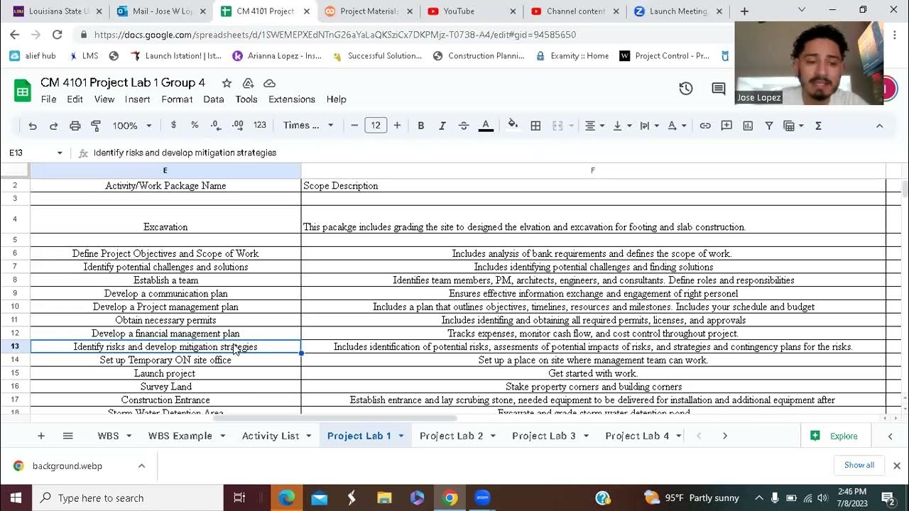 CM4101 Project 1 - Jose Lopez WBS Project Management Activities - YouTube
