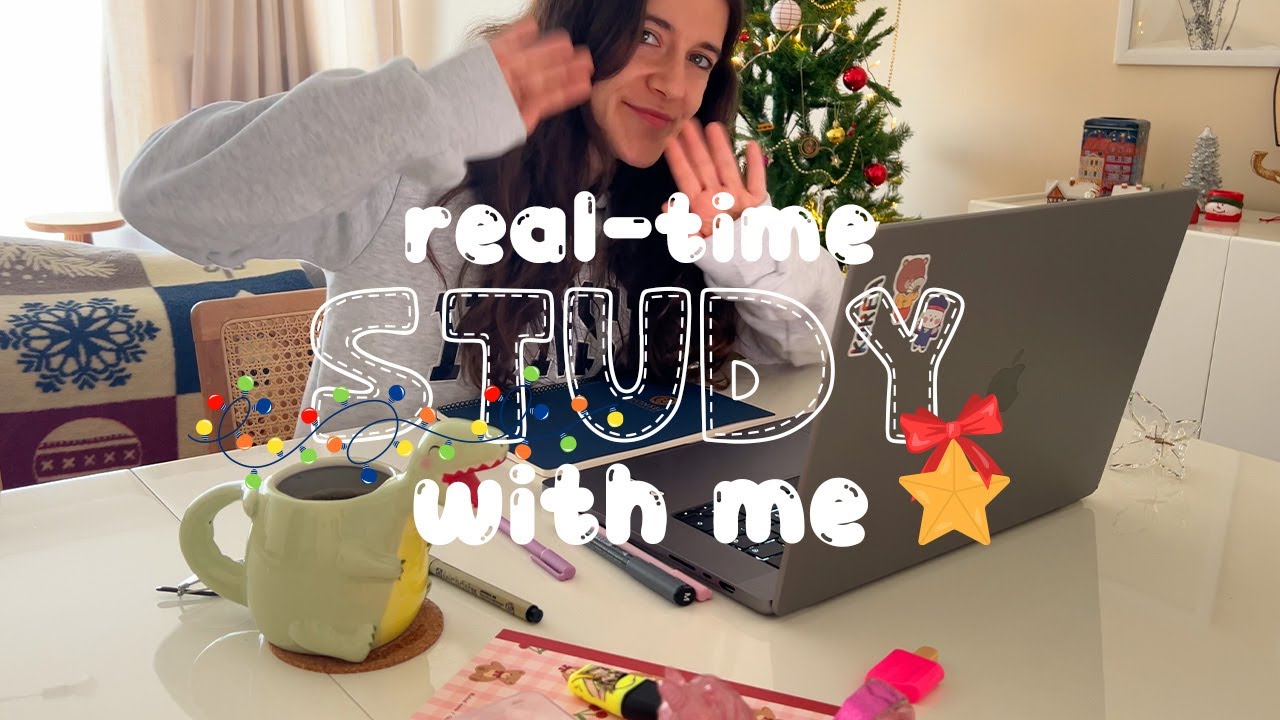 real time study with me ( with christmas music and ambiance ) 45 minute ...