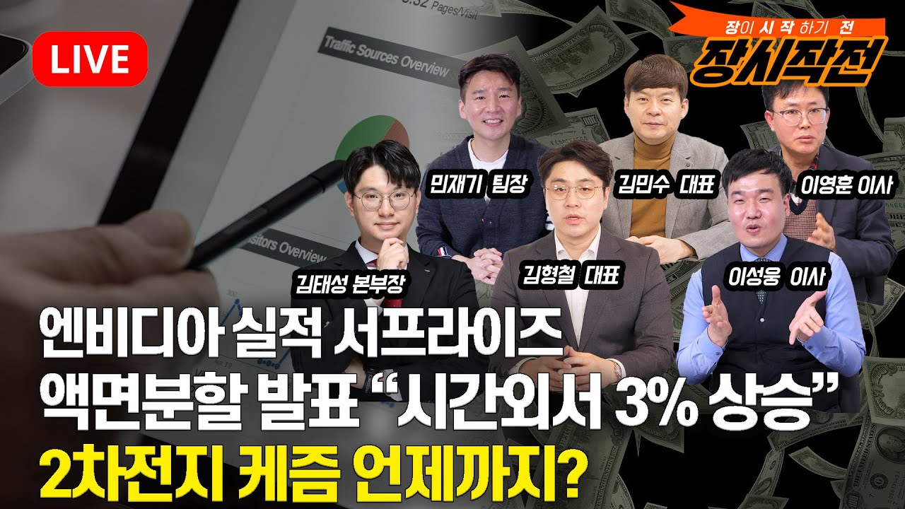 5월23일 장시작전 엔비디아 1분기 실적 서프라이즈 시간외서 6 급등 2차전지 케즘 언제까지 원전주 주목하는