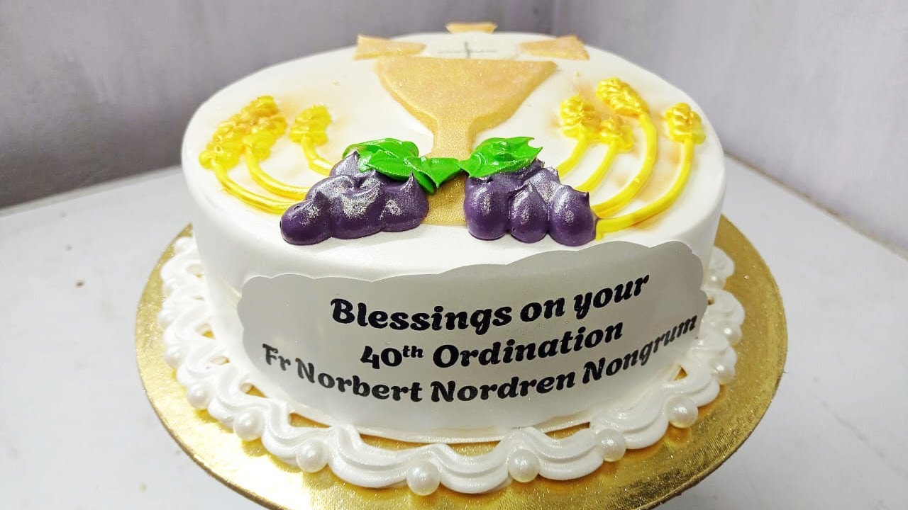 Whipping Cream Cake Decoration for a 40th Priestly Ordination | Easy ...
