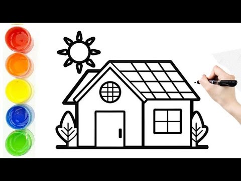 Drawing House form Shapes, easy acrylic painting for kids | Art and ...