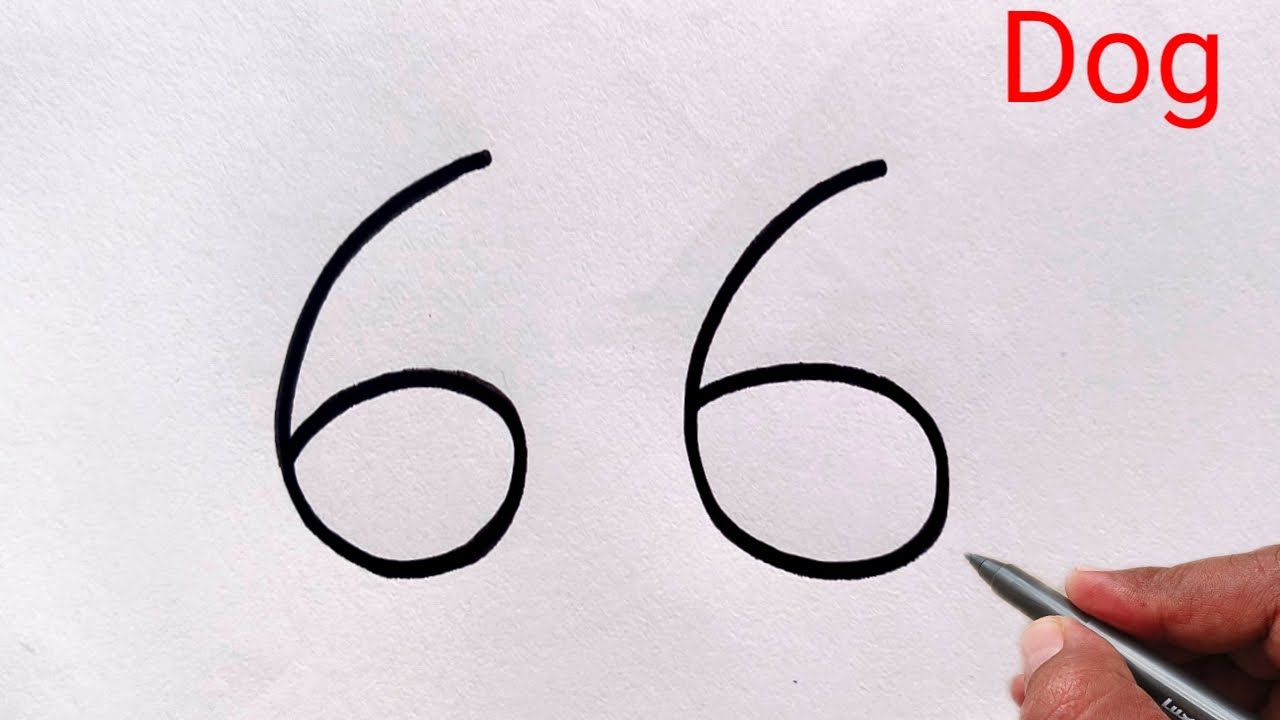 Dog Drawing | How to Draw beautiful dog from 66 number | dog drawing ...