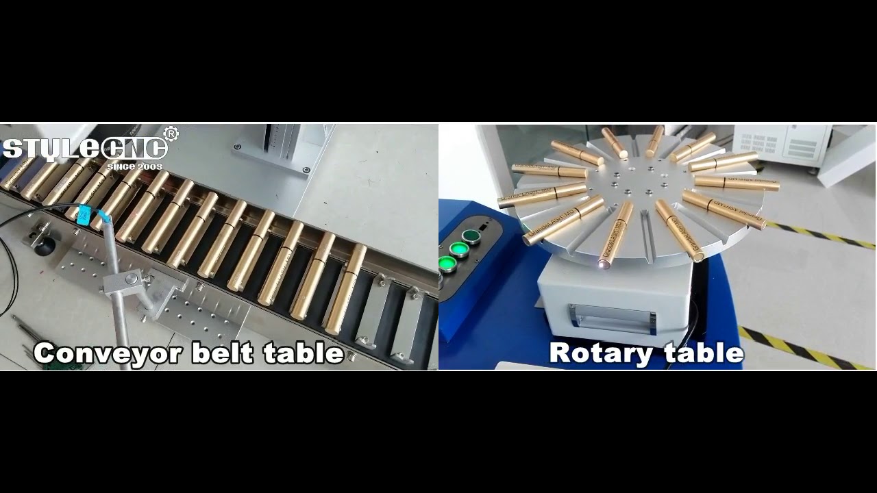 Fiber laser marker with different types of table for pen marking - YouTube
