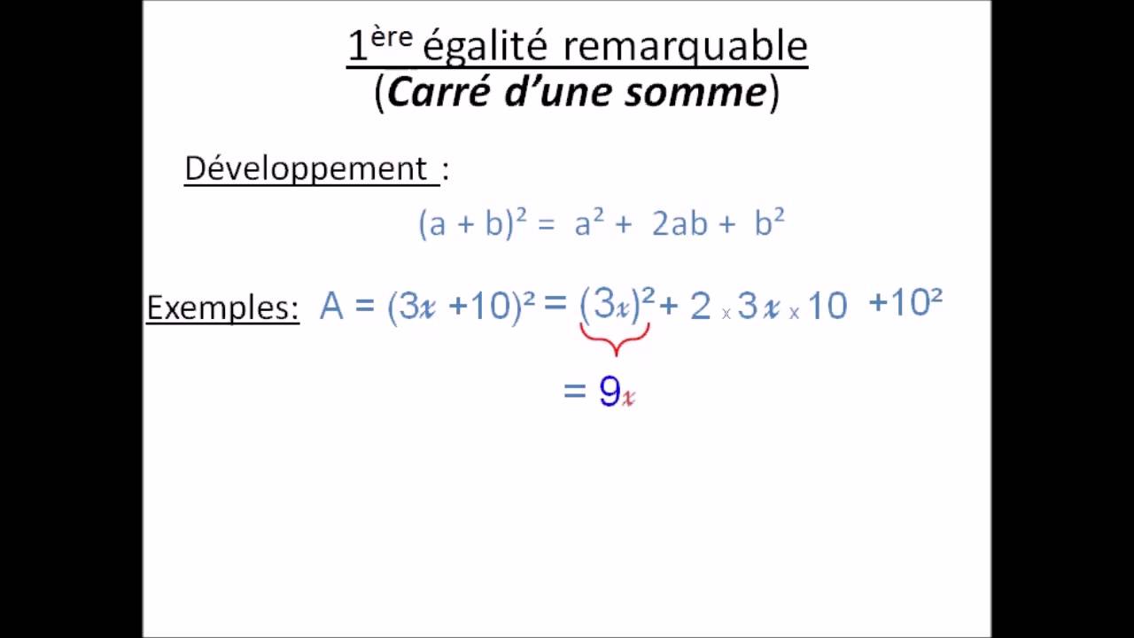 1ère Identité Remarquable Développement - YouTube