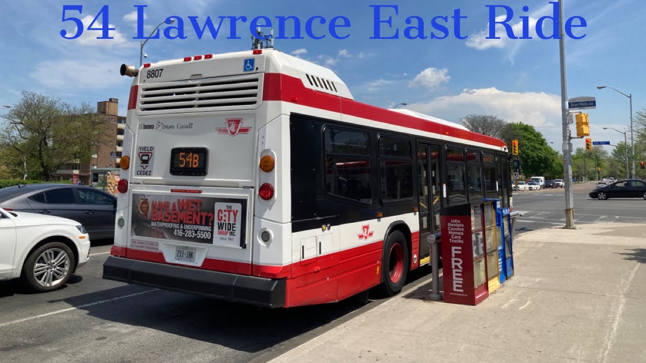 Toronto TTC 54 Lawrence East Bus Ride from Eglinton Station to Don ...