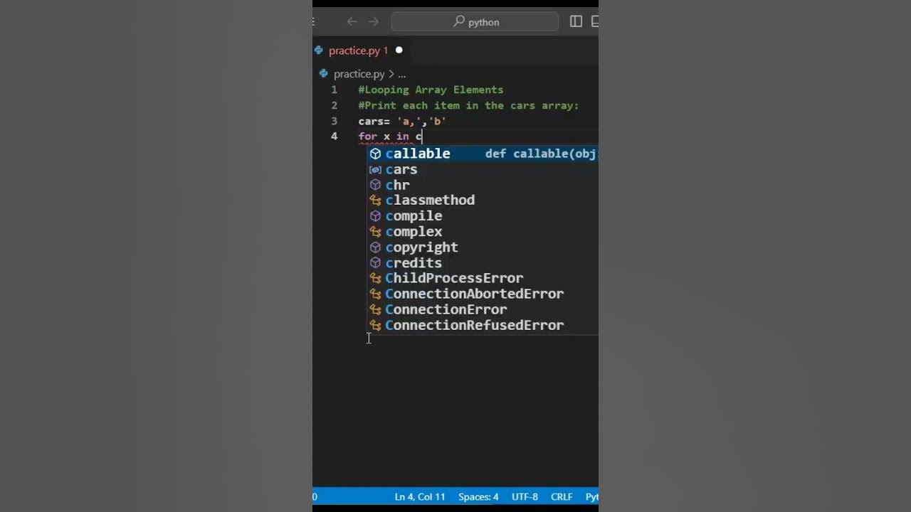 Looping Arrays Elements Python Pythonprogramming Coding Codes Coder Youtube