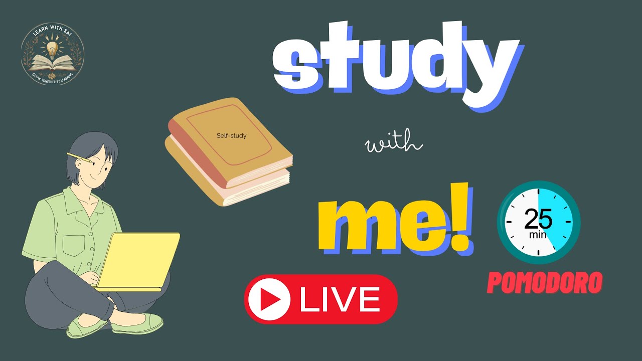 Study With Sai | study together | 1hour | Study with me | Pomodoro Technique | study room - YouTube