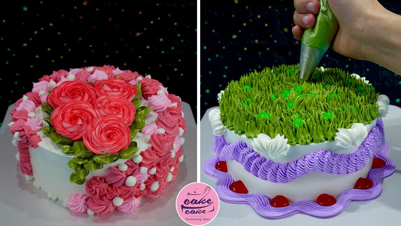 New Design For Birthday Cake With Small Flowers - YouTube