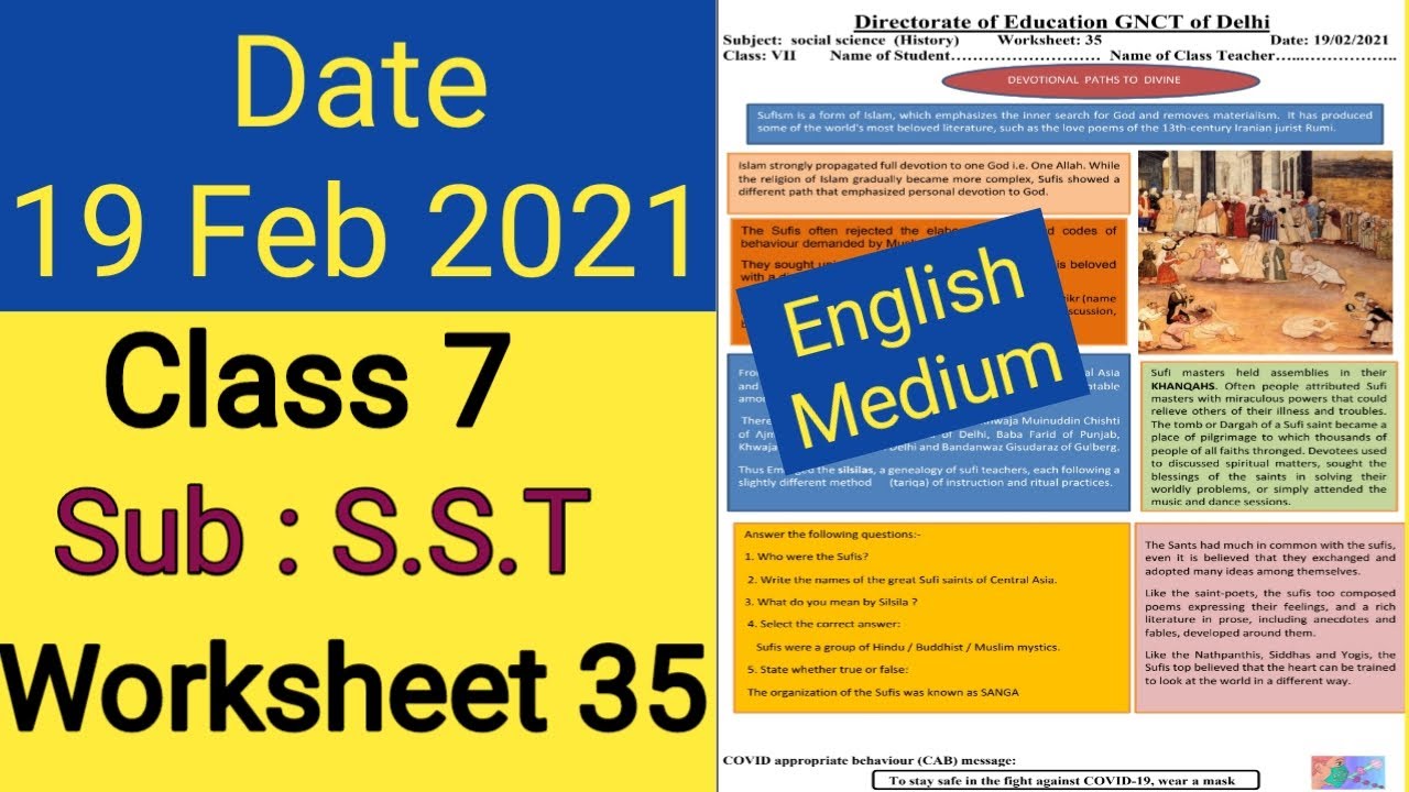 Class 7 Worksheet 35 Socialscience(19 Feb 2021)English medium friday ...