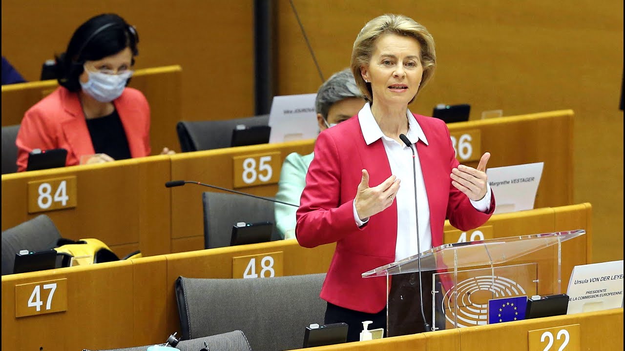 Von der Leyen verteidigt 1,1-Billionen-Euro-Plan - YouTube