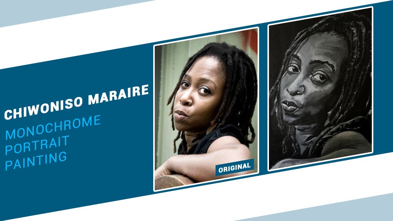 Monochrome Portrait Painting of Chiwoniso Maraire | @sheartista - YouTube