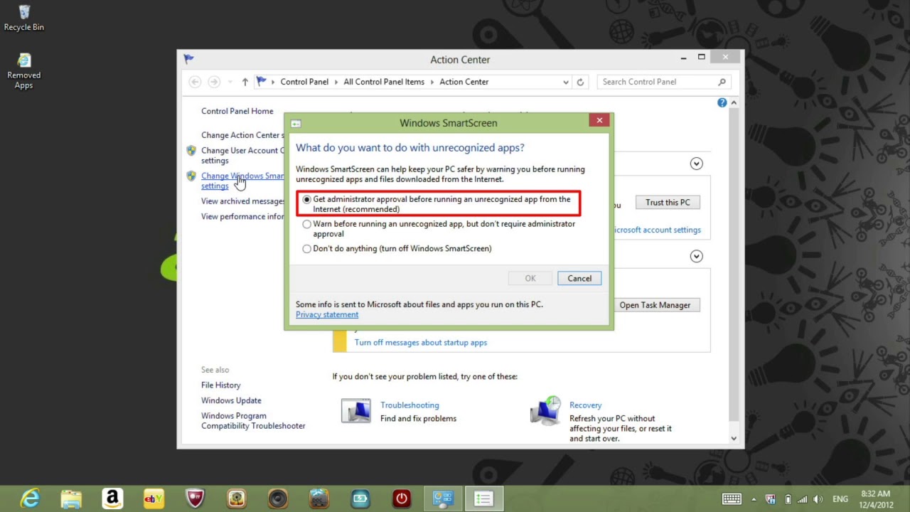 Windows 8 - SmartScreen Settings - YouTube