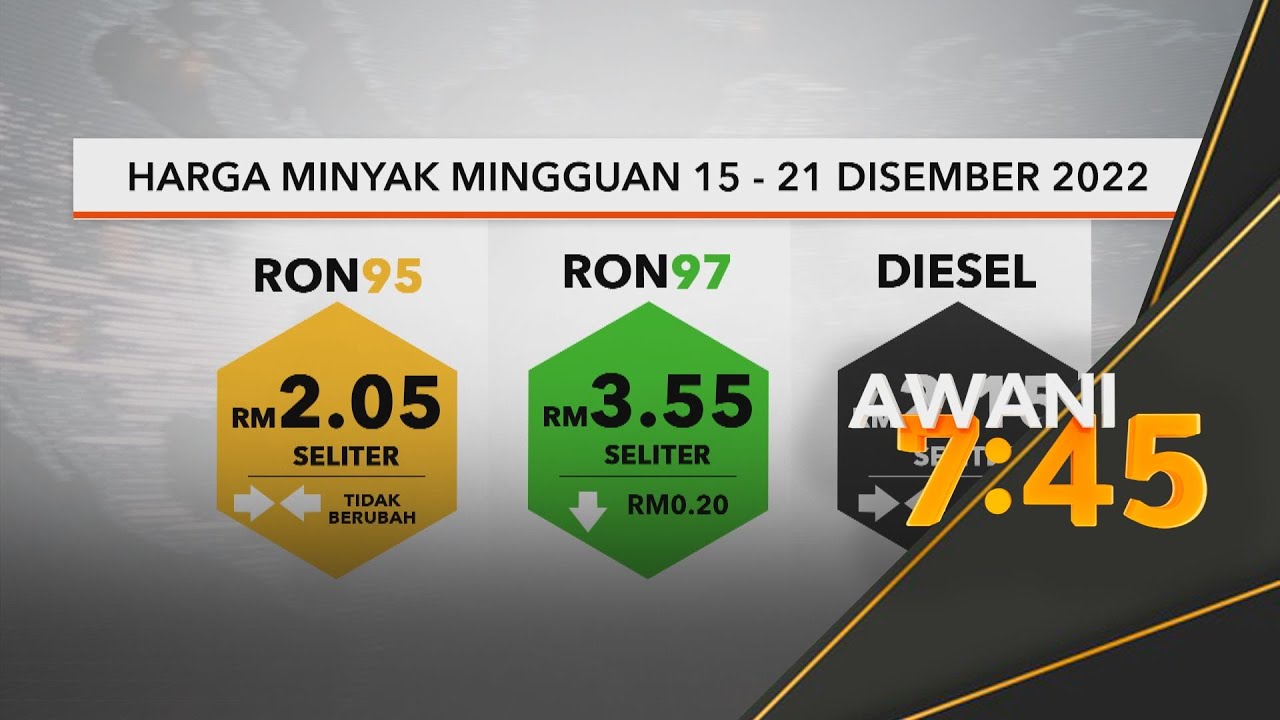 Minyak | Harga petrol RON97 turun 20 sen, RON95 dah diesel kekal - YouTube