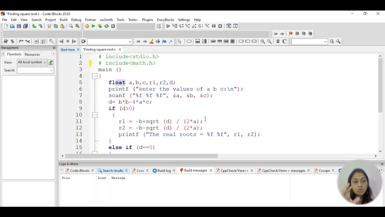 How To Find The Roots Of Quadratic Equation Using C Lec 6 C Programming Language Bhanupriya