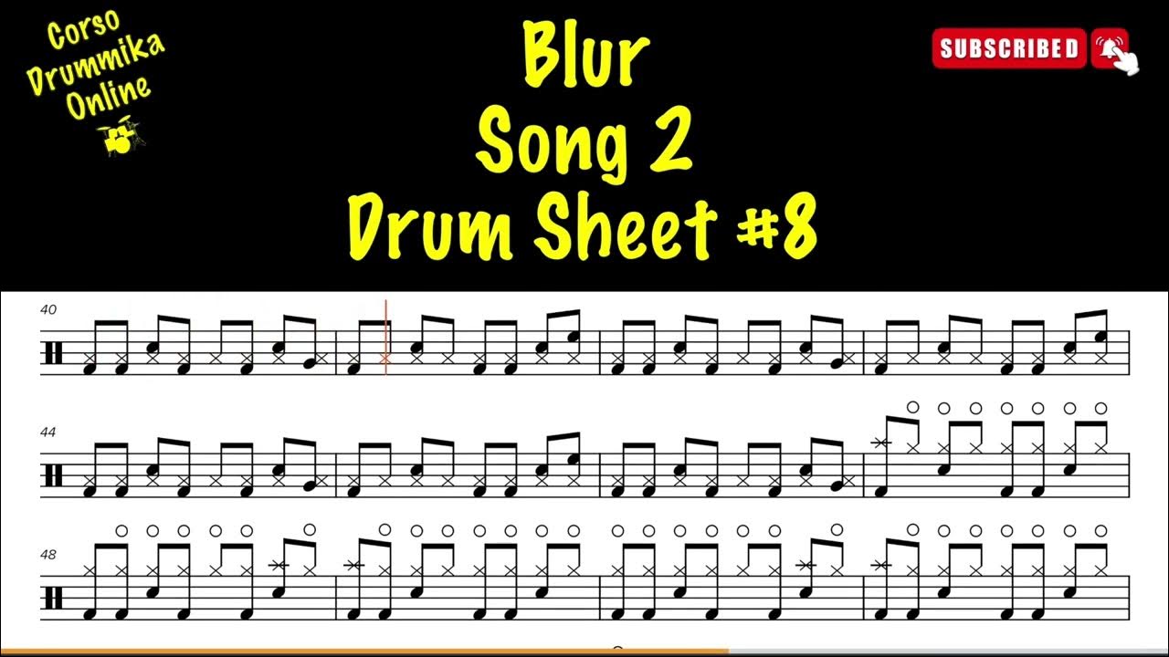 Blur -Song 2- DRUM TRANSCRIPTION DRUM SHEET #8 - YouTube