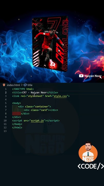 CR7-3D Hover Animation(HTML,CSS,jS) only #coding #urcristiano #naiyannoor #cr7 #webdesign - YouTube
