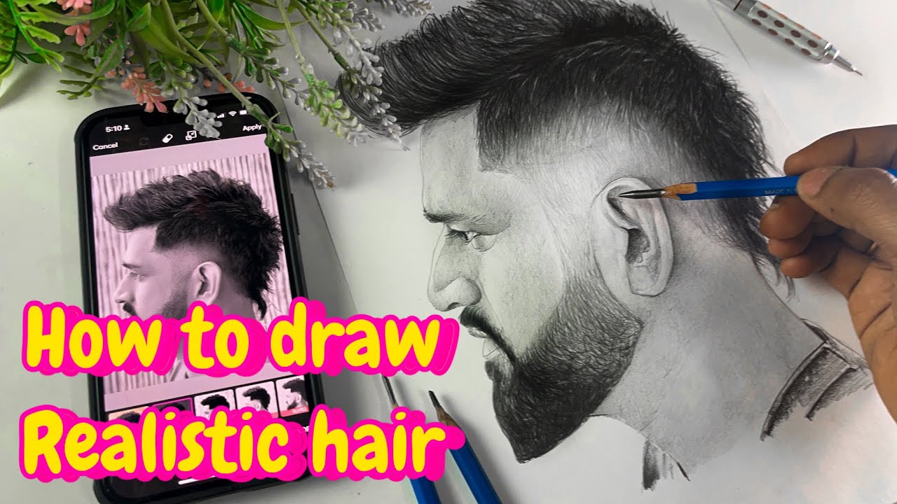 How to draw realistic HAIR & BEARD | For beginners | Basic Techniques ...