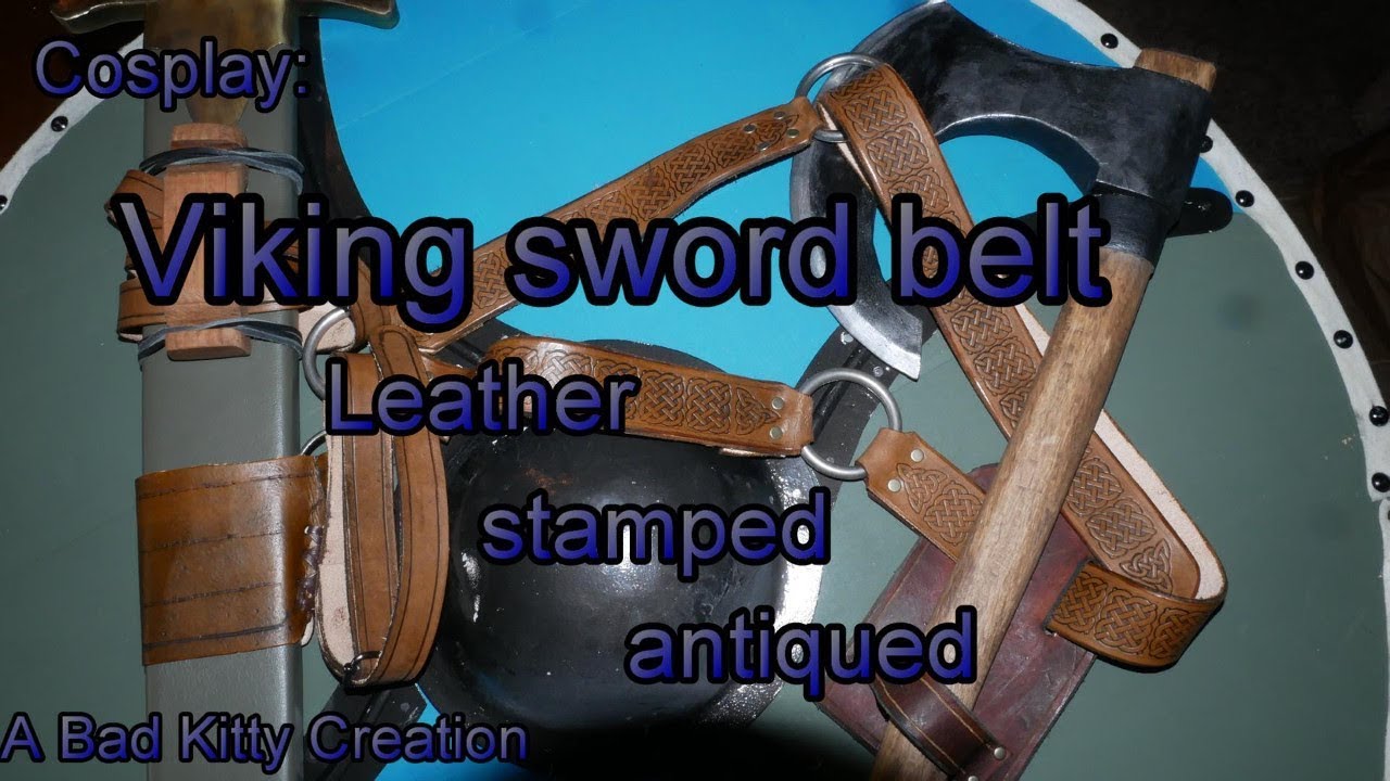 Making a leather viking sword belt and suspension system. - YouTube