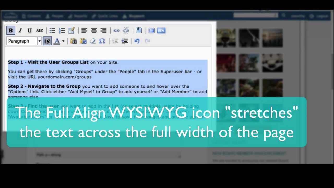 TinyMCE WYSIWYG Editor Align Full and Font Color Change - YouTube