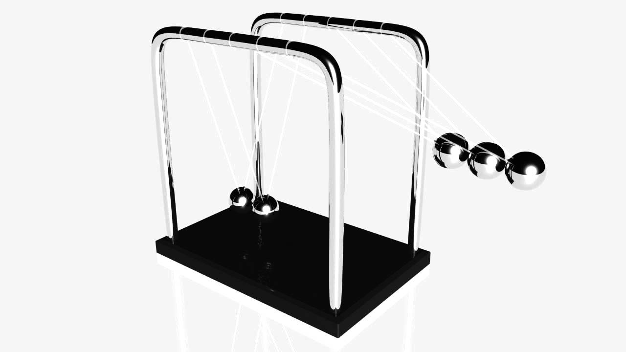 newtons cradle 3 balls - YouTube