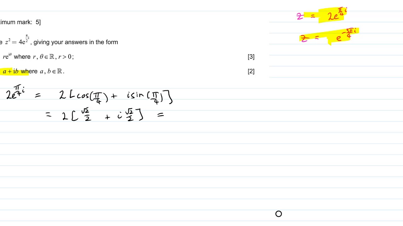 IB Math HL May 2019 Q2b Paper 2 TZ1 - YouTube