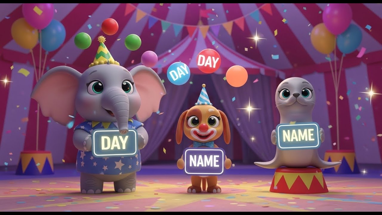 Days of the Week with Funny Circus Animals 🎪🐘 | Fun Learning for Kids ...