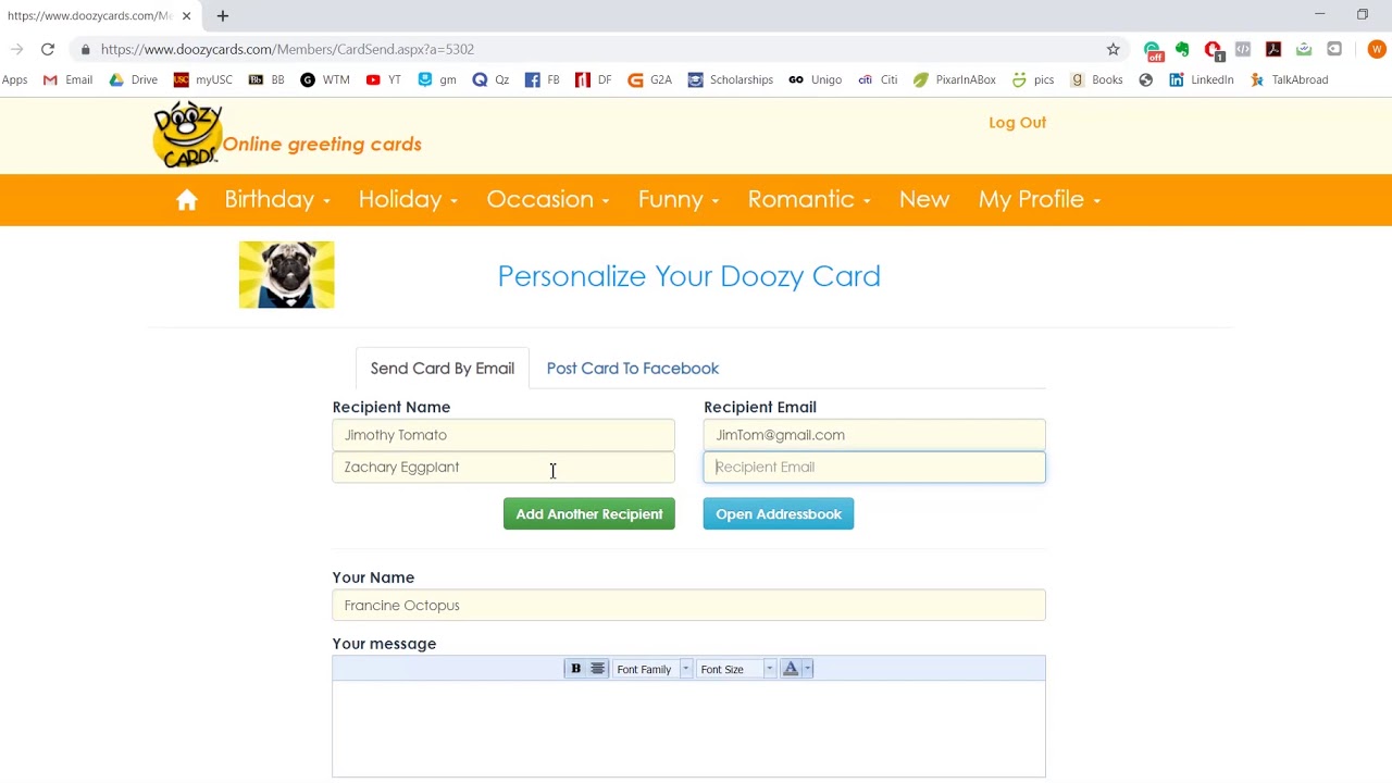 Sending a Doozycard to Multiple People: a Doozycards.com Tutorial - YouTube