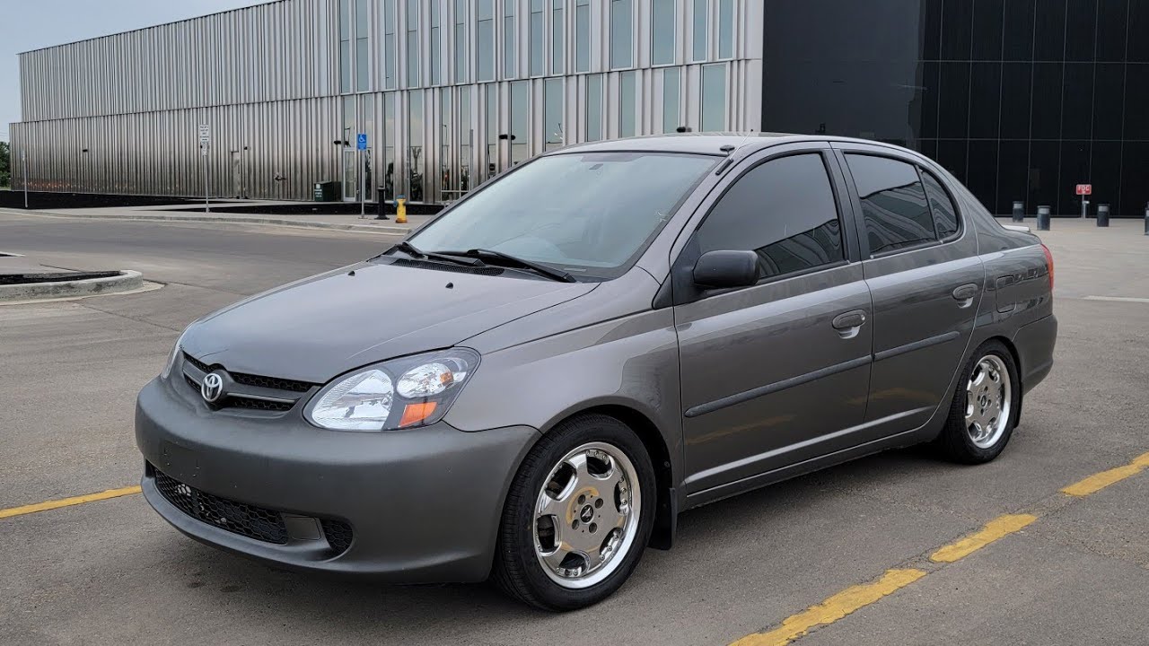 2004 Toyota Echo RS*R springs and WORK wheels, looks clean - YouTube