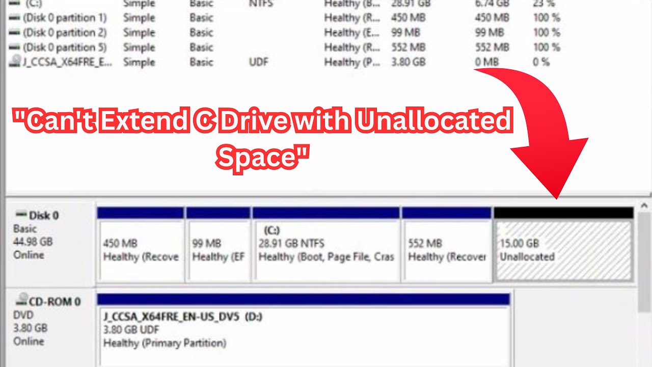 "Can't Extend C Drive with Unallocated Space" in Windows 10/11 - YouTube