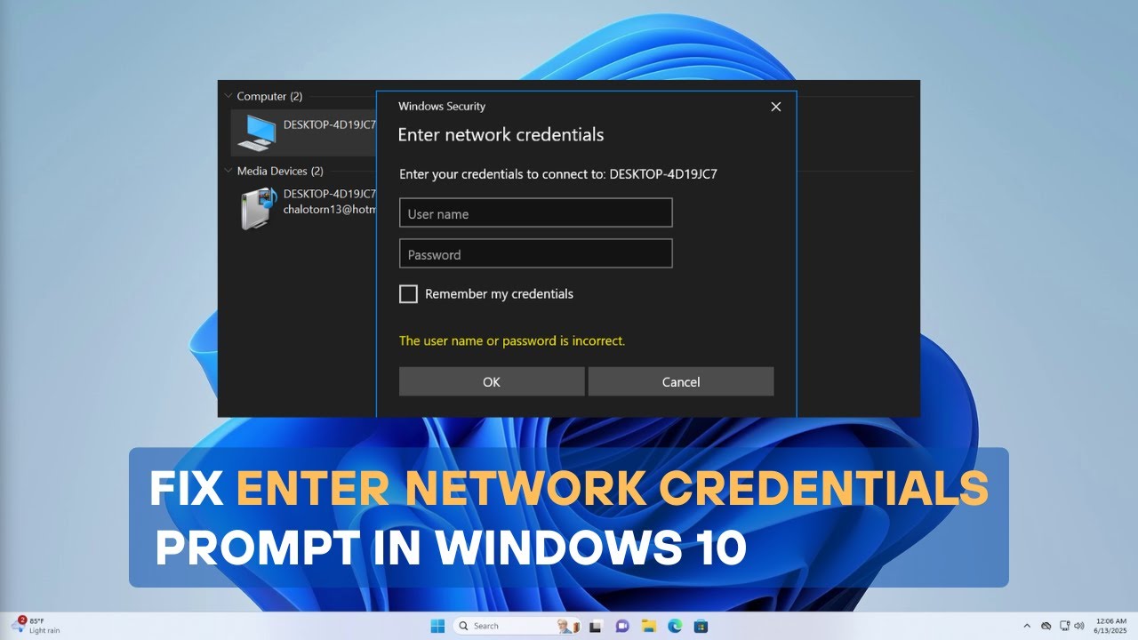 Fix “Enter Network Credentials” Prompt in Windows 10 – Full Step-by-Step Solution! - YouTube