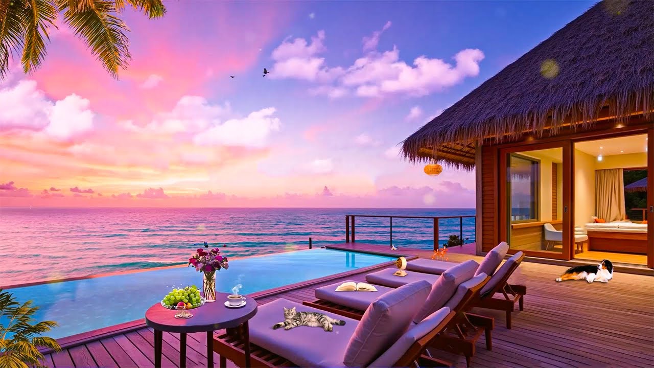 Idyllic Autumn Sunset on The Beach | Smooth Jazz and Soothing Ocean ...