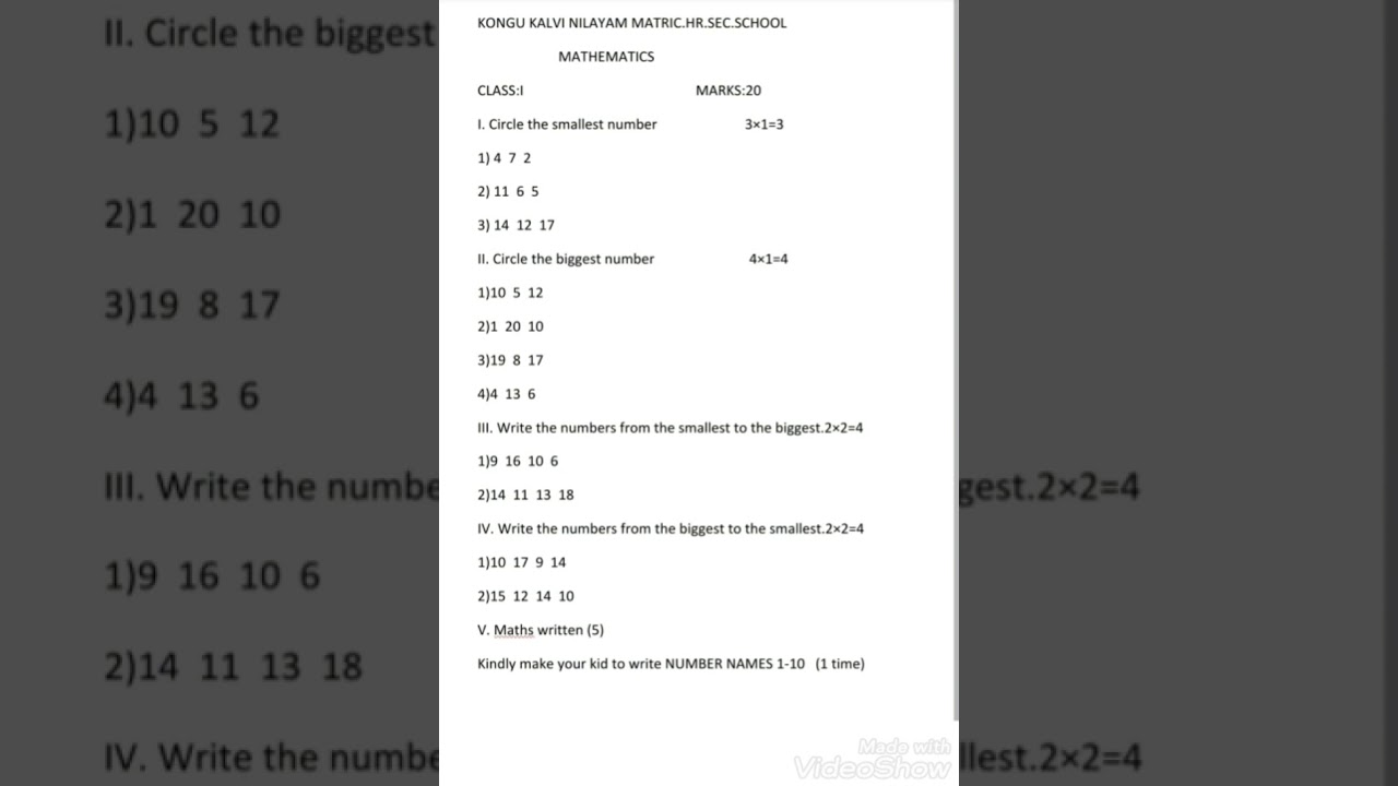 1st STD MATHS WORKSHEET YouTube 1st-std-maths-worksheet-youtube