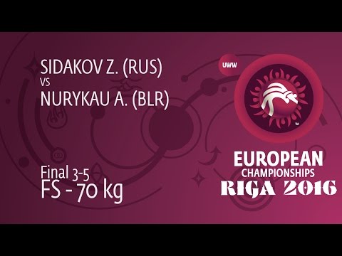 BRONZE FS - 70 kg: A. NURYKAU (BLR) df. Z. SIDAKOV (RUS), 9-7