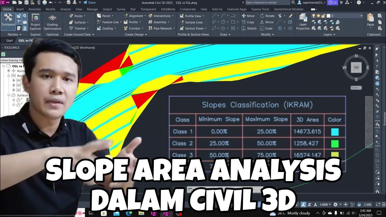 Slope Area Analysis dalam Civil 3D - YouTube