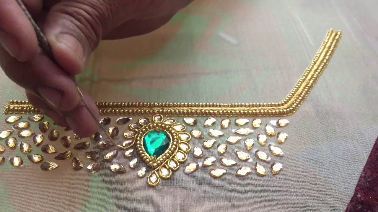 Making Of KUNDAN work on Pattu Blouse - YouTube