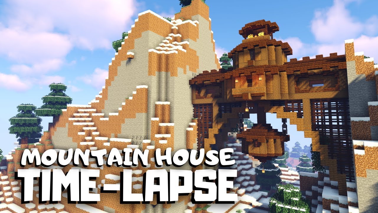 Minecraft: Mountain House Time-Lapse (Mountain Base Build) - YouTube