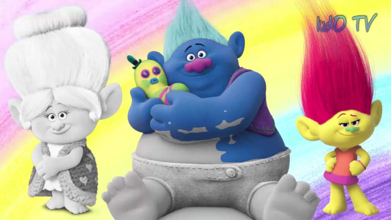 TROLLS 2016 Coloring Book for Children with Grandma Rosiepuff, Biggie ...