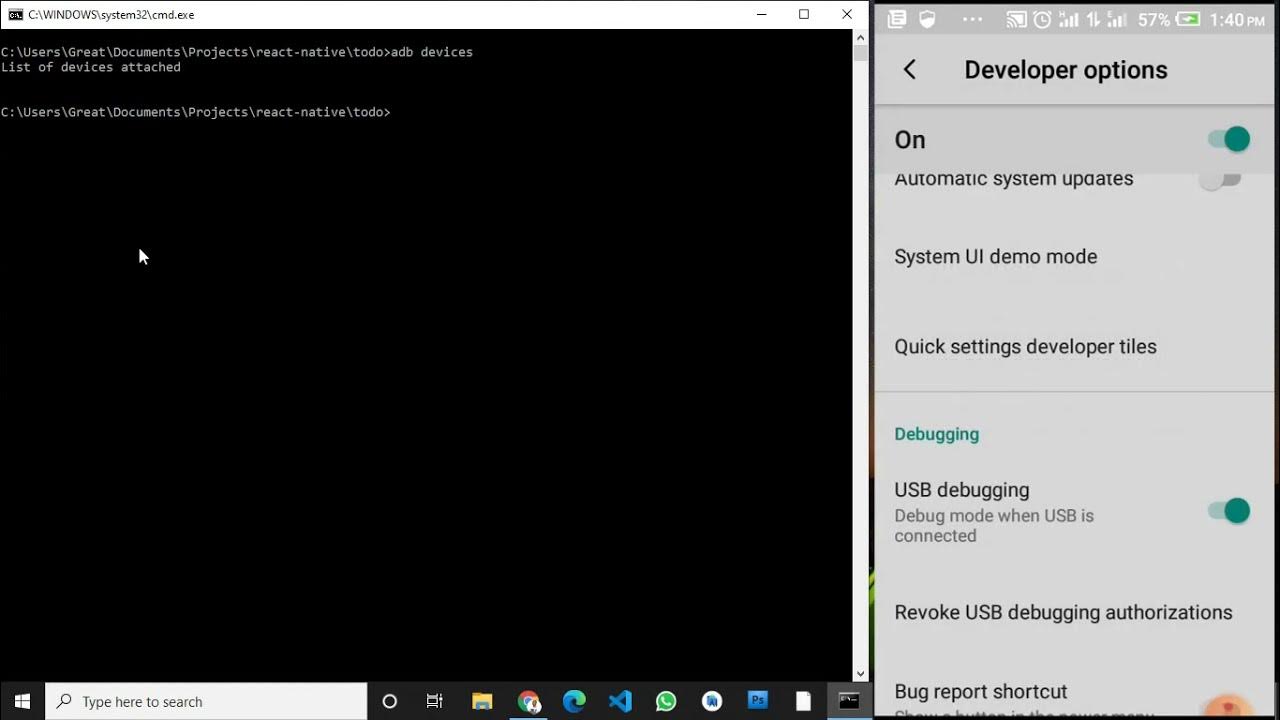 Wireless Debugging — React Native using android device - YouTube