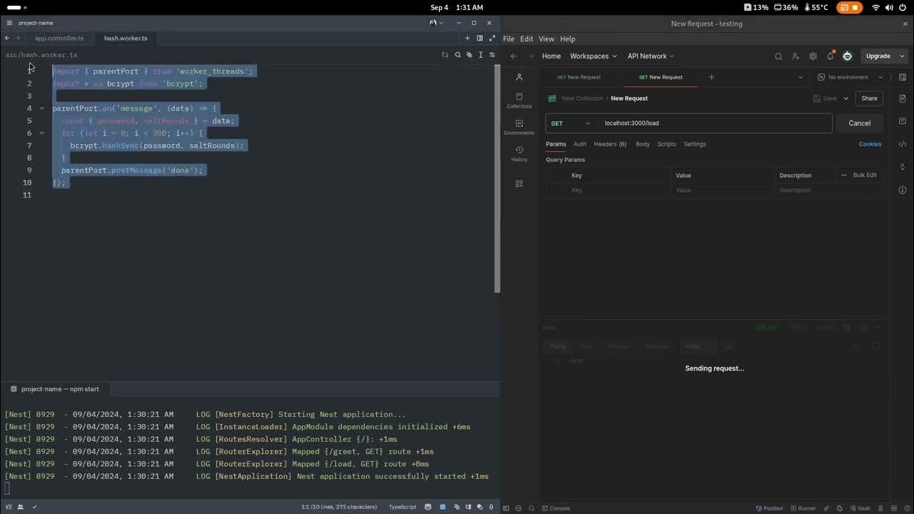 Using Nodejs worker thread to free the Eventloop from intensive load - YouTube