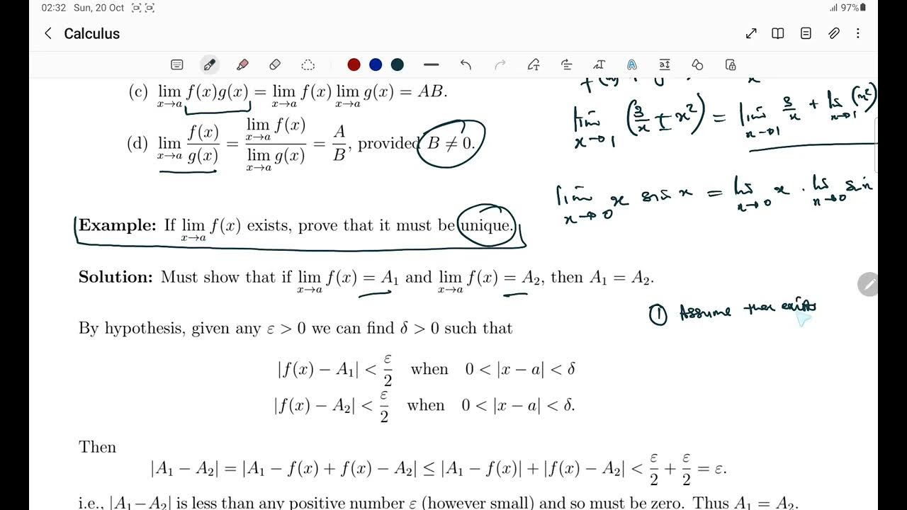 Uniqueness of Limits in Calculus - A Must-Know Concept! - YouTube