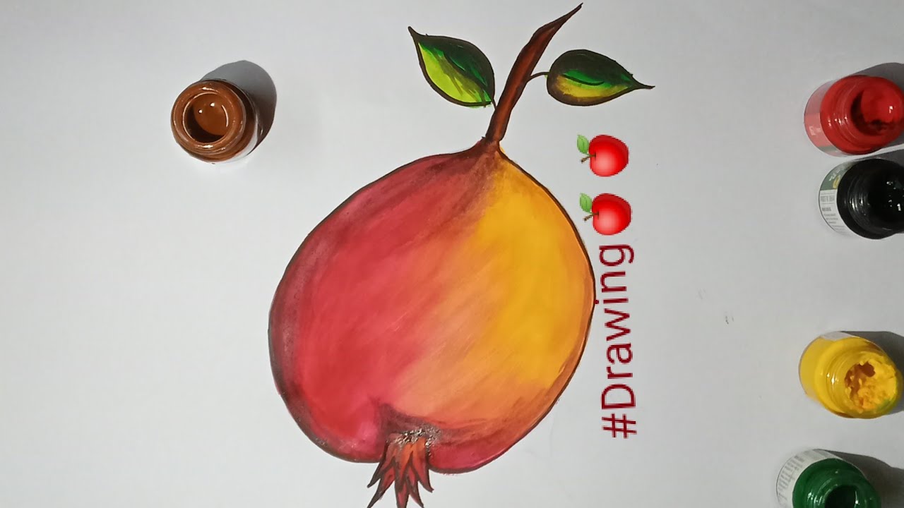 #Pomegranatell How To Draw Pomegranate Easy ll Simple Fruits DRAWING ll ...