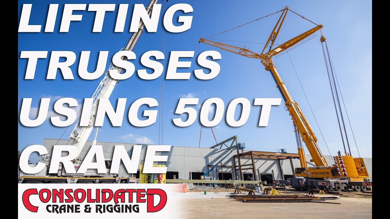 Drone Video of Consolidated Crane Lifting Trusses to the Top of an ...