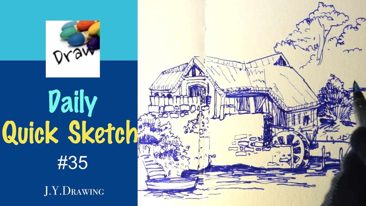 Easy Drawing Landscape step by step | Drawing New Zealand - YouTube