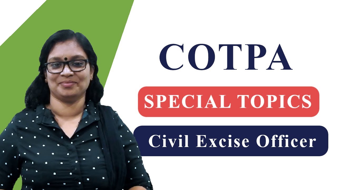 COTPA | Civil Excise Officer | Special Topic - YouTube