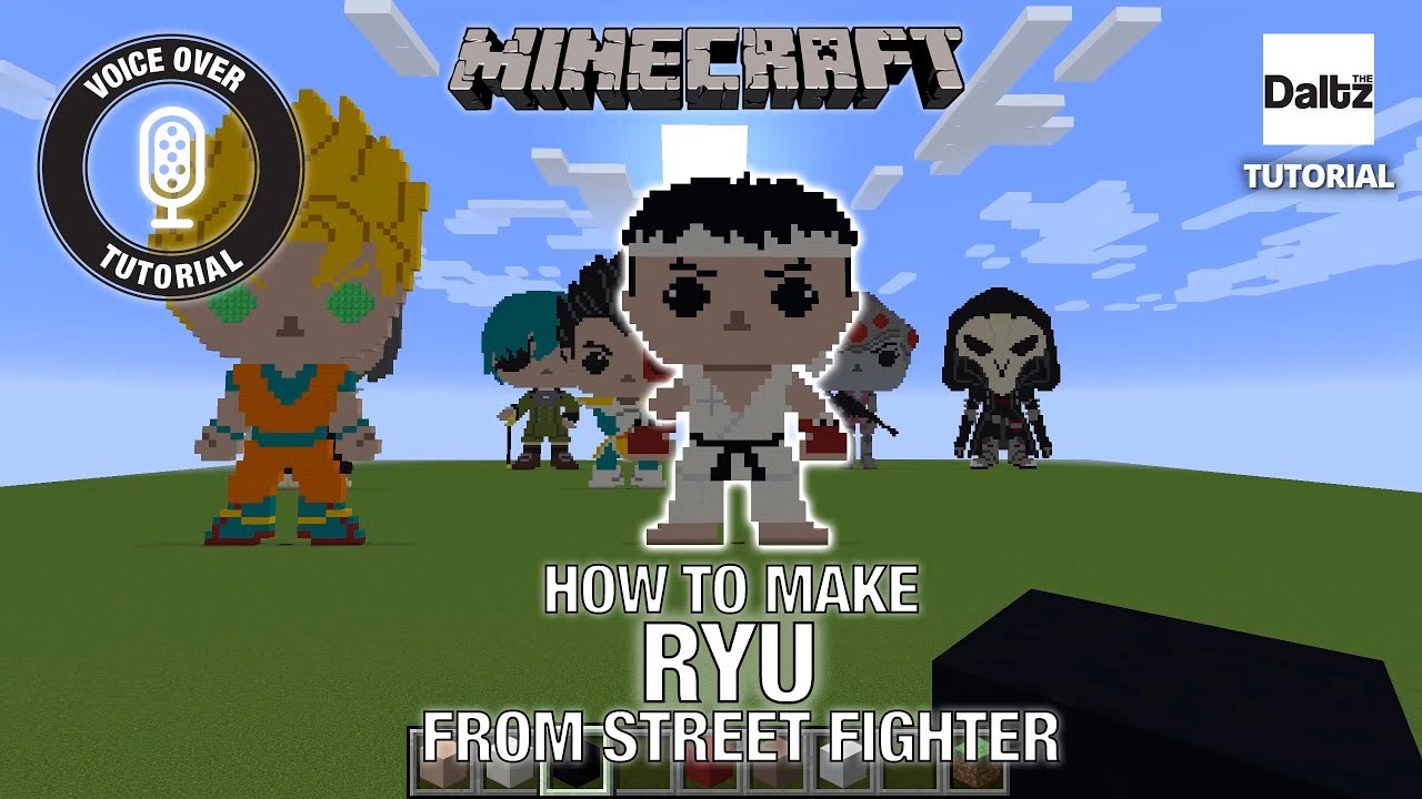 Minecraft Pixel Art - Ryu from Street Fighter - Tutorial - YouTube