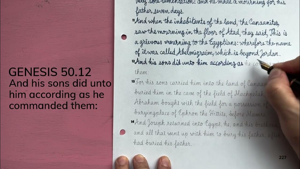 50.12 GENESIS cursive handwriting / Holy Bible / KJV - YouTube